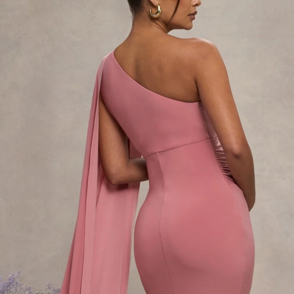 Club L London | Dresses | Club L London Maternity Amaryllis Blush Pink One Shoulder Maxi Dress ...